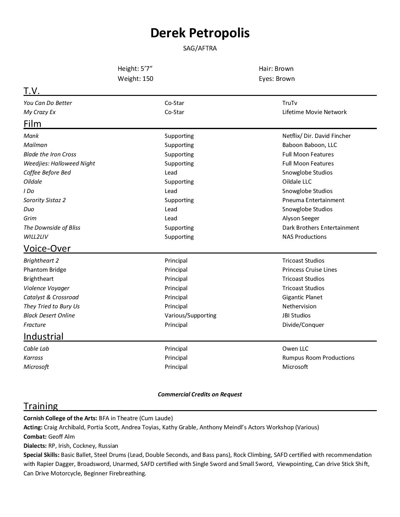Resume | Derek Petropolis